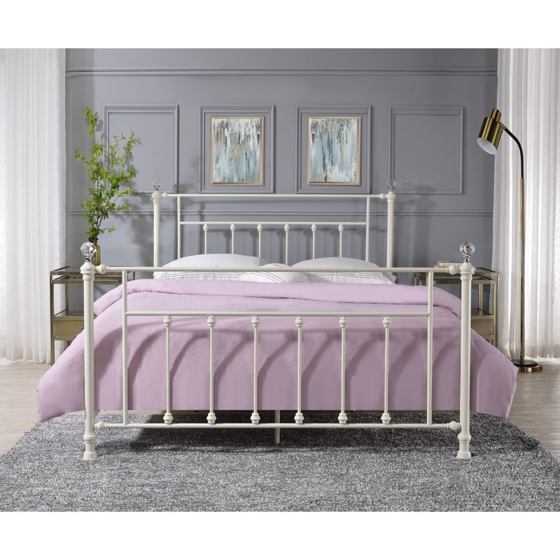 Rosalind Wheeler Gulzar Spindle Metal Bed In White Reviews Wayfair